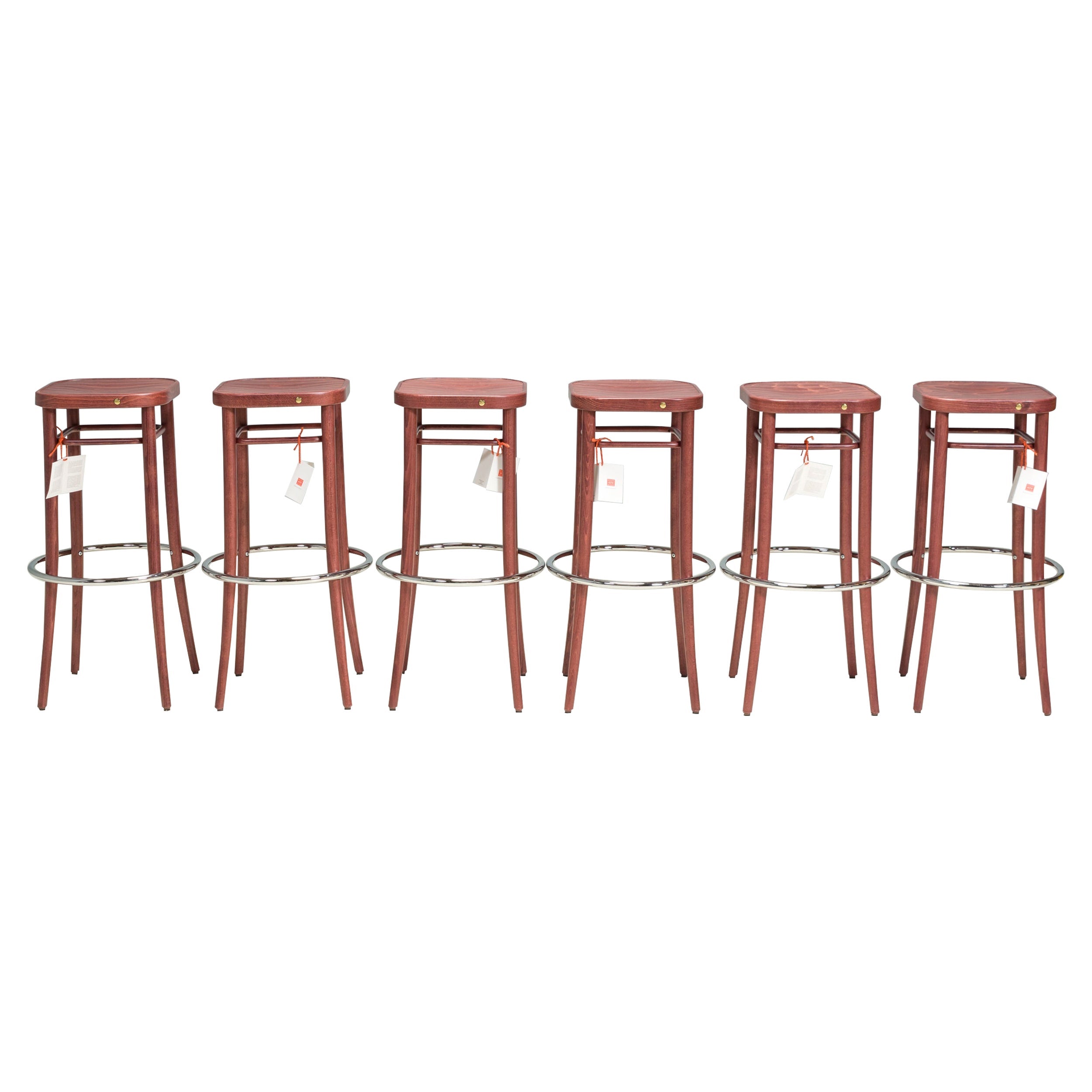Thonet Vienna Walnut 144 Barhocker Stools, Set of 6 | REHAUS