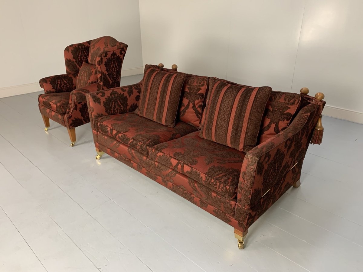Duresta Trafalgar Sofa & Devonshire Armchair - In Deep Red Damask – REHAUS