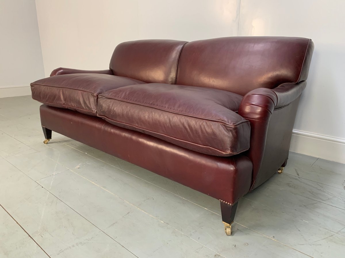George Smith Leather Sofa - Signature Standard-Arm - Large 2.5-Seat So ...